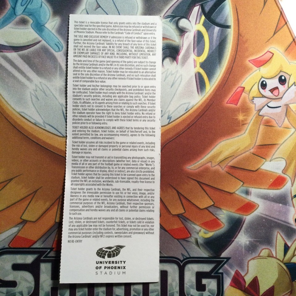 Larry Fitzgerald 101st Receiving Touchdown Ticket Stub Cardinals Hall ...