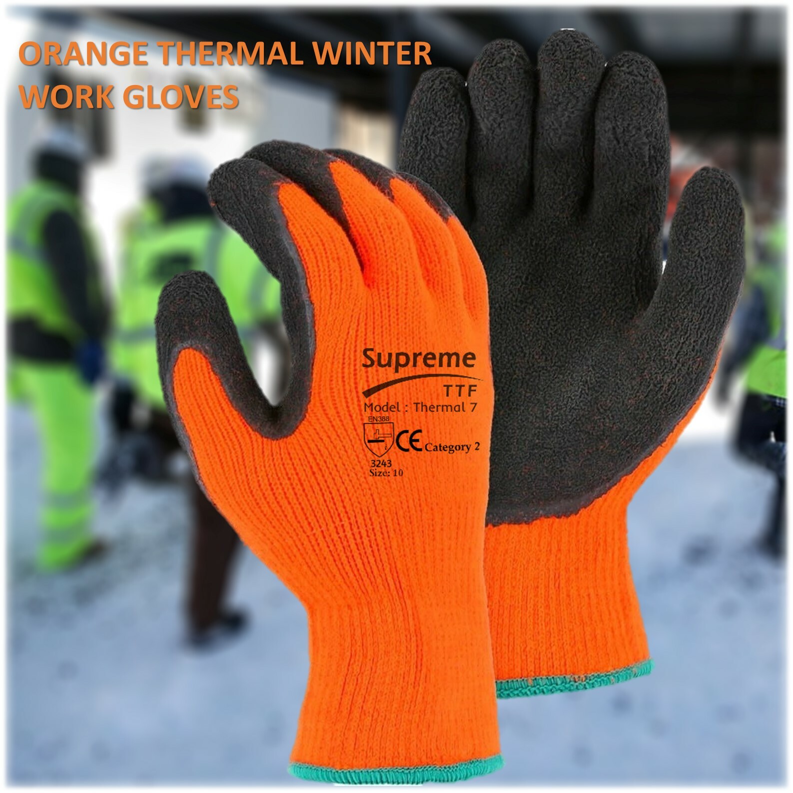 Thermal Insulated Waterproof Winter Work Gloves Fully Latex Coated Cold ...