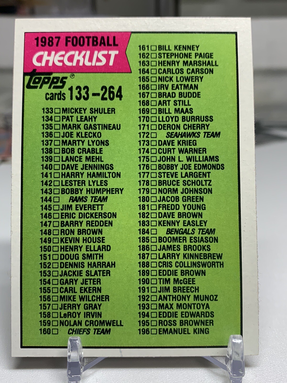1987 Topps Football Card #395 Checklist 133-264 | eBay
