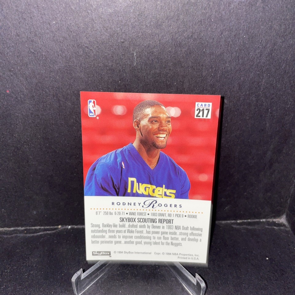 1993-94 Skybox Premium Rodney Rogers Rookie Card #217 - Denver Nuggets ...