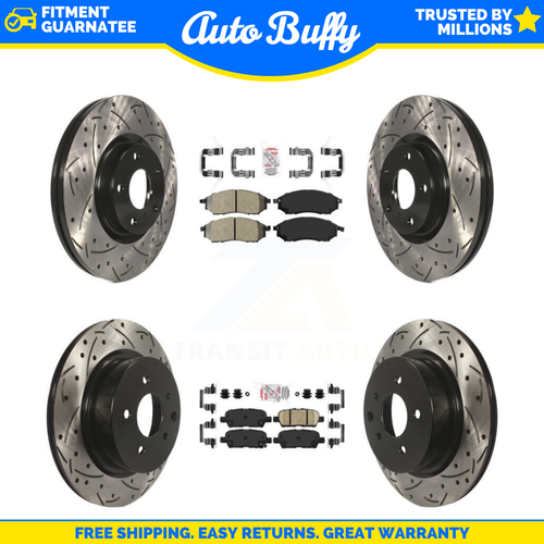 Front Rear Integrally Molded Pad Drill Slot Brake Rotor Kit For ...