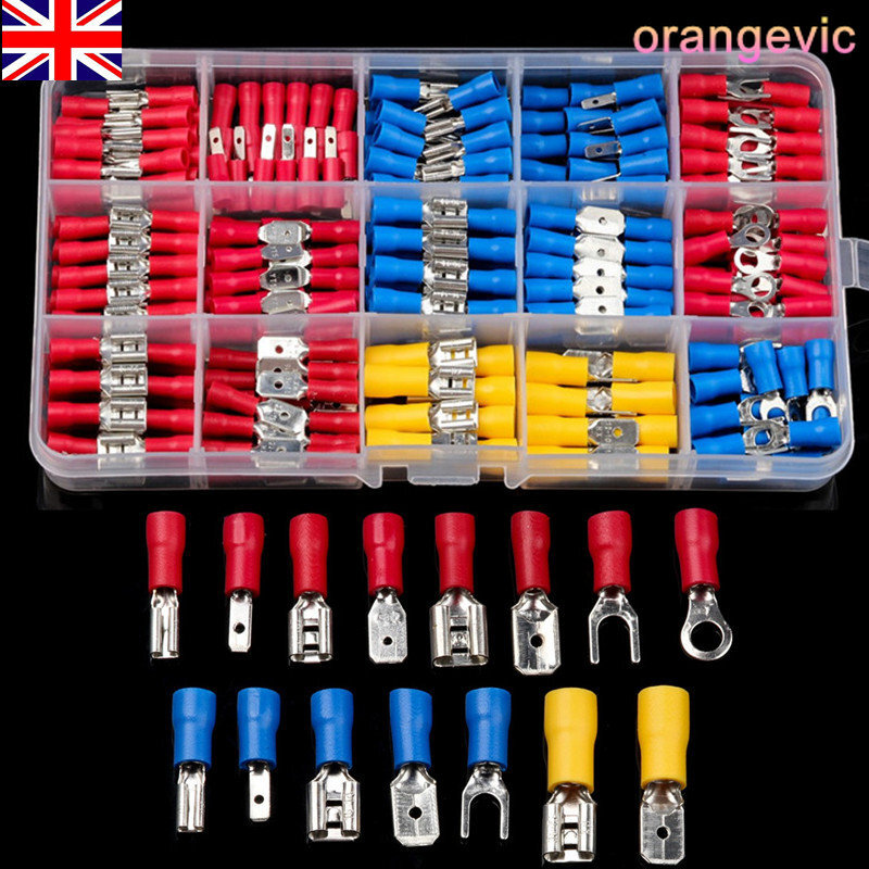 330PCS Car Electrical Wire Terminals Insulated Crimp Connectors Spade ...