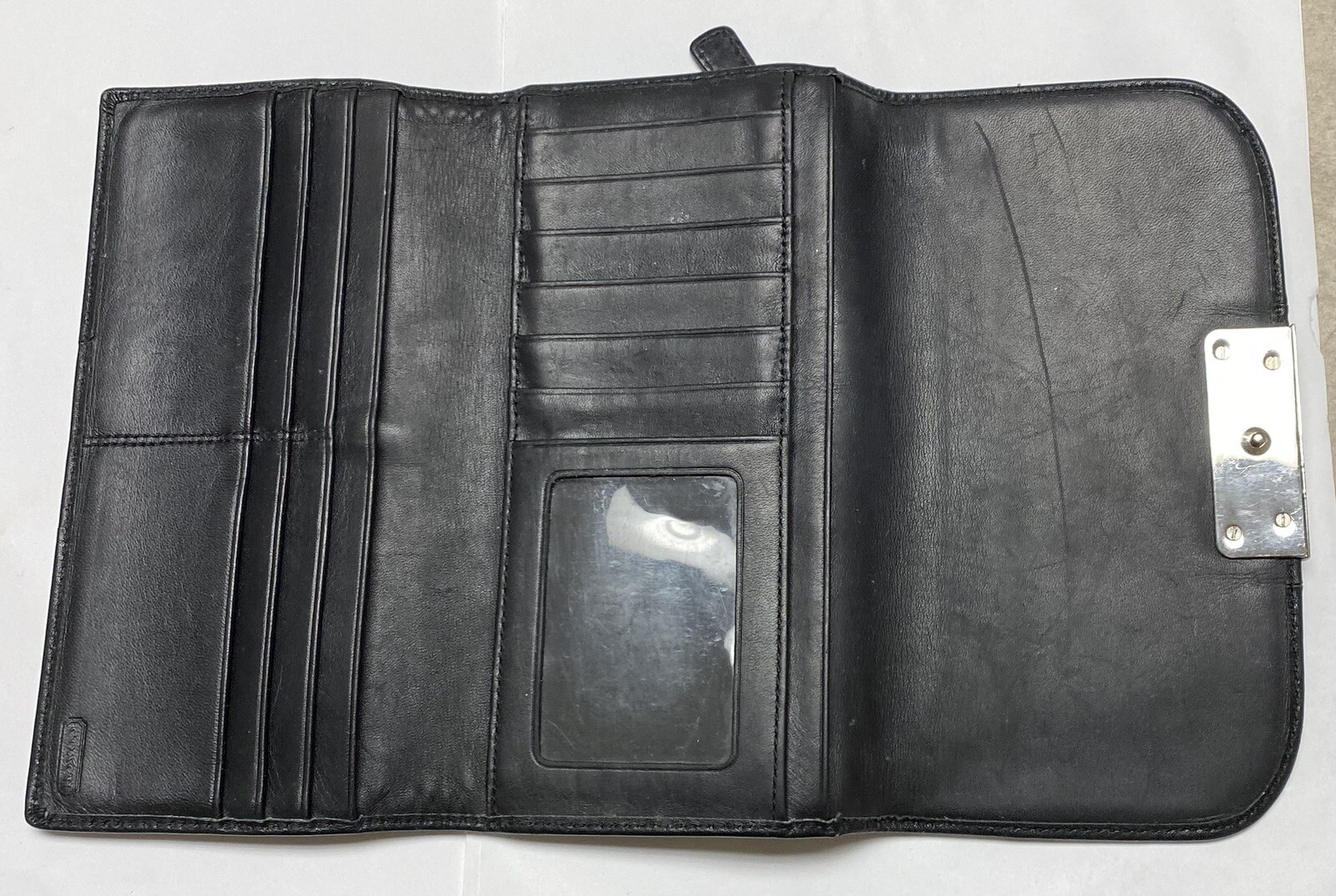 Coach Checkbook Wallet Kristin Leather Black TriFold … - Gem