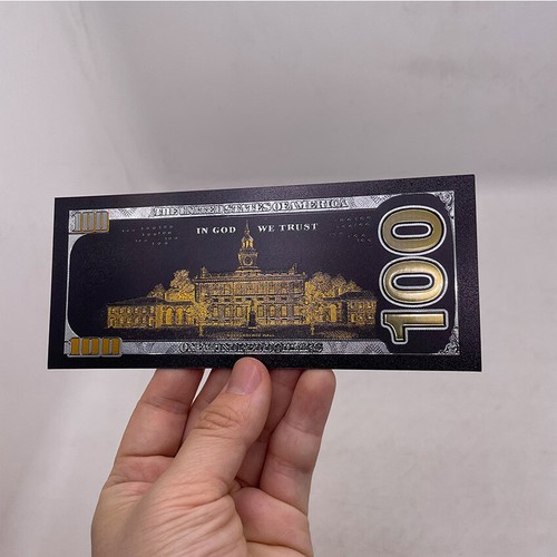 50PCS 100 Dollar Bills USA Banknote Commemorative Coin Prop Black Gold ...