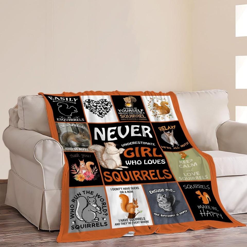Squirrel Blanket Squirrel Throw Blanket Soft Fleece Flannel Bedding Squirrels... | eBay