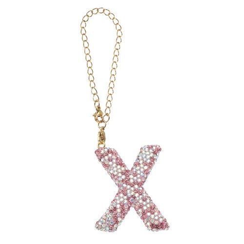 Letter Bag Charm Bling Glitter Letter Charm Initial, Pink, X Shape ...