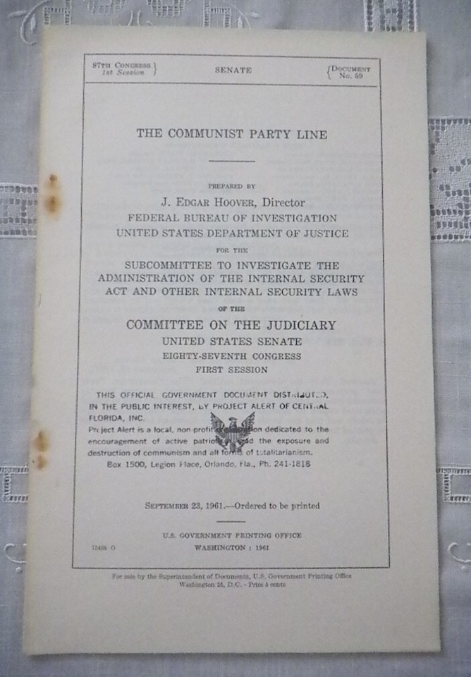 Lot of 7 US Senate Judiciary Committee Cold War Booklets Communism ...
