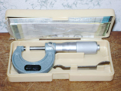 MITUTOYO 0-1 Inch MICROMETER NO 103-135 w/ CASE-CARBIDE FACES- .0001 ...