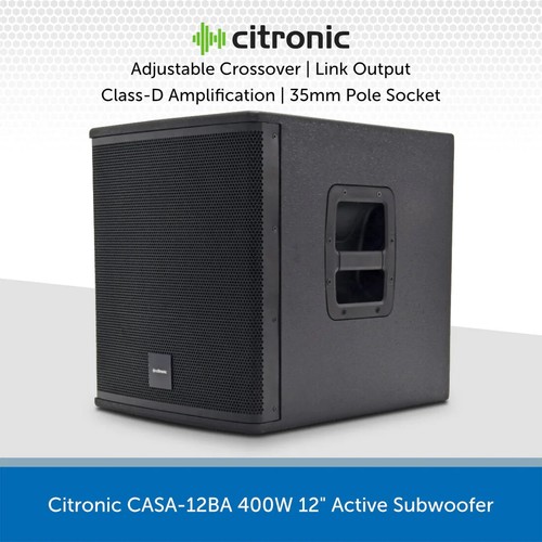 Citronic 12" 400W Active Subwoofer Bass Bin Cabinet DJ Disco Club CASA ...