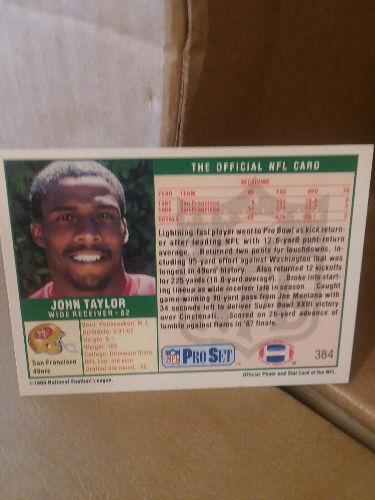 1989 NFL Pro set # 384 John Taylor Football Card | eBay