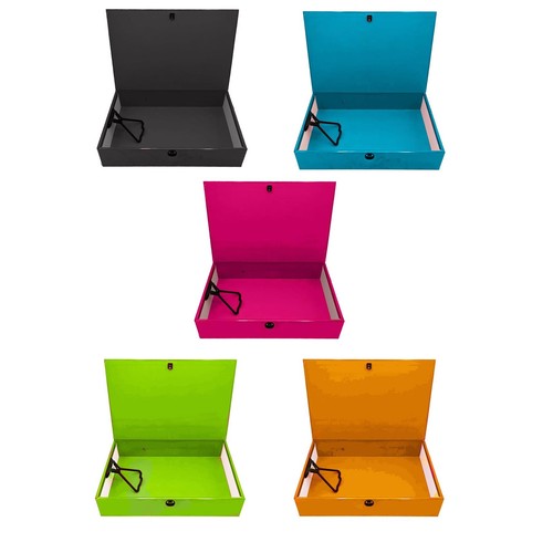 10 x Foolscap Box File Assorted Colours With Document Clip School/Work ...