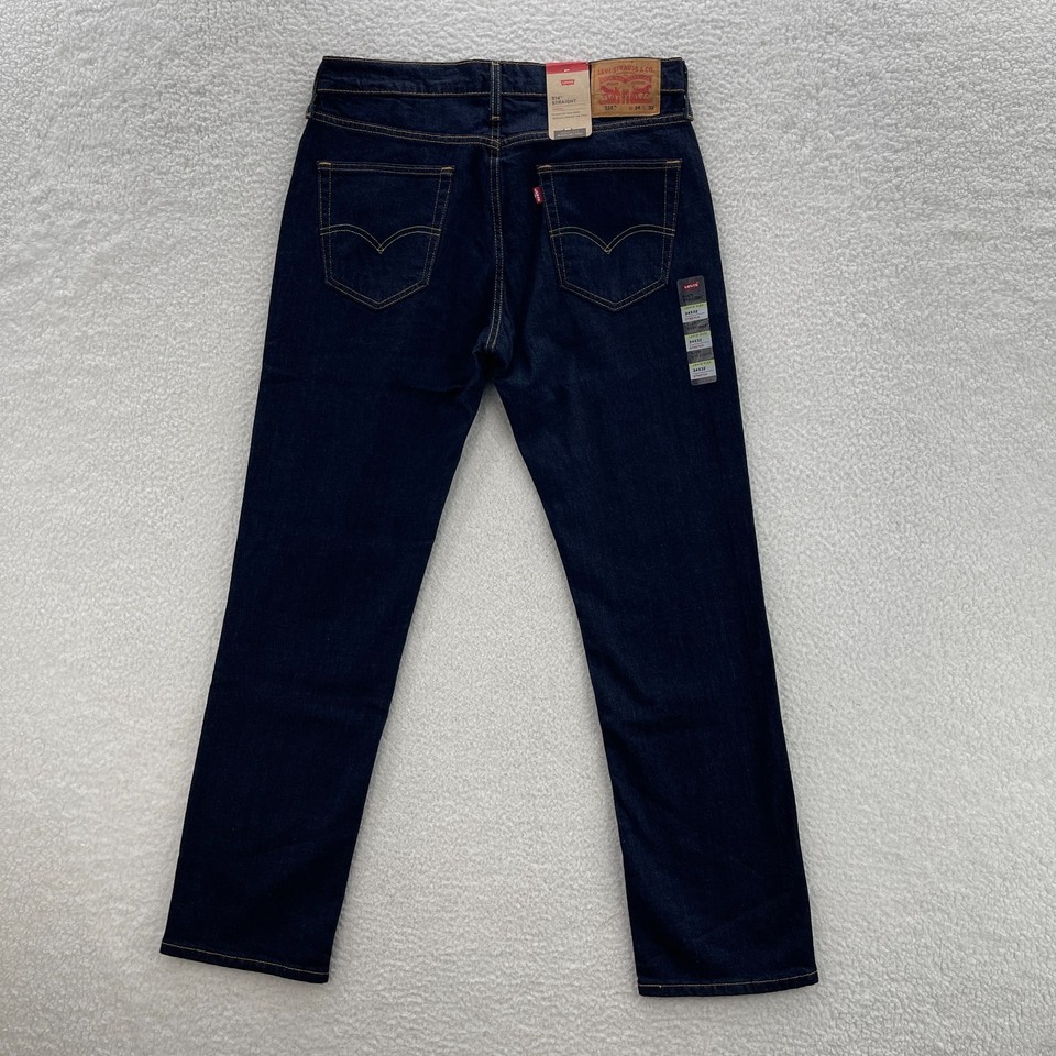 Levis Jeans Mens 34x32 Blue 514 Straight Fit Dark Wash Denim Grunge ...