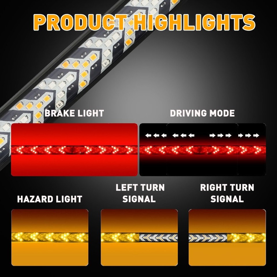 60" LED Strip Tailgate Light Bar Reverse Signal Brake For Chevy Ford ...