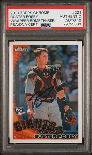 Buster Posey 2010 Topps Chrome Refractor Signed Rookie Card #221 Auto ...