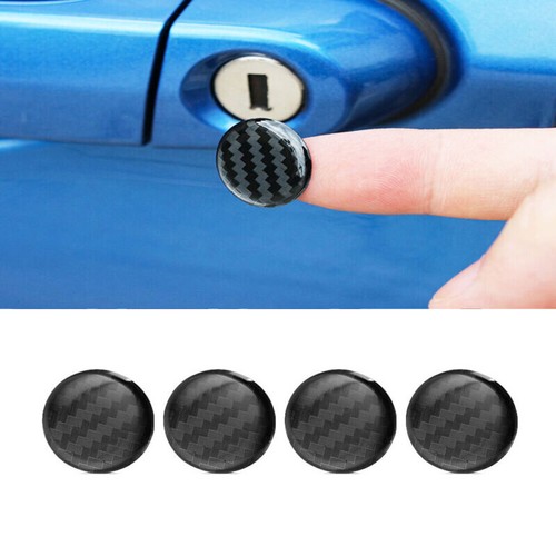 4x Carbon fiber Car Lock Keyhole Protection Stickers Cover 20mm ...