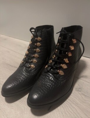 Firetrap Black Gold Buckled Boots | eBay UK