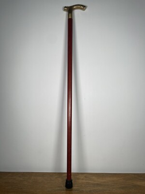 Vintage Walking Stick Brass Handle Wooden Cane Assist Victorian Style ...