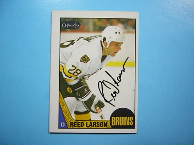1987/88 O-PEE-CHEE NHL HOCKEY CARD #131 REED LARSON EX/NM AUTO ...