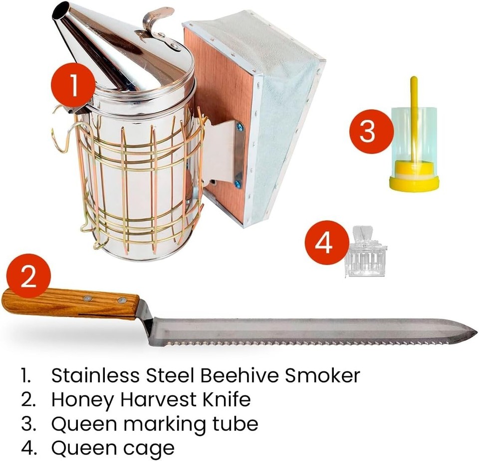 Bee Keeping Starter Kit Beekeeping Supplies 9 PCS Honey Bee Hive Bee ...