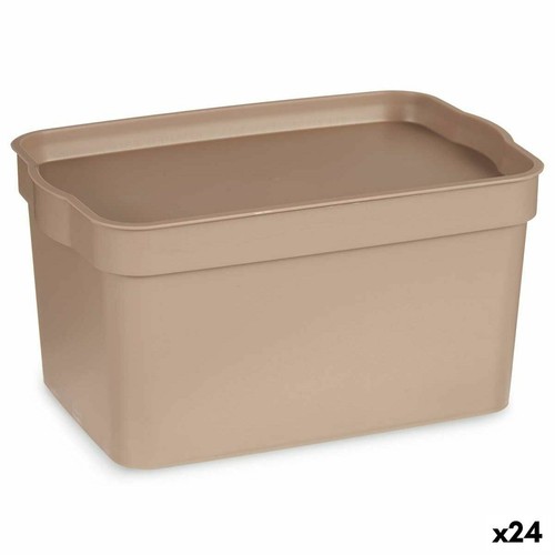 Aufbewahrungsbox mit Deckel Beige Kunststoff 2,3 L 13,5 x 11 x 20 cm ...