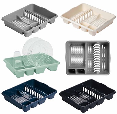 Plastic Large Dish Drainer Kitchen Sink Plate Cup Utensil Holder ...