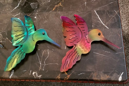 Hummingbird Decor set 2 Metal Wall Hang Art Home Patio Fence Outdoor ...