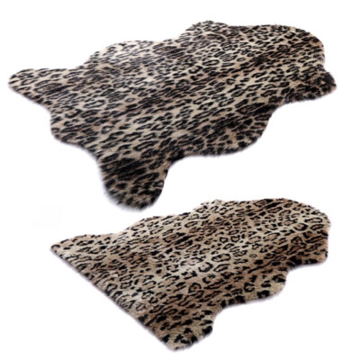Faux Fur Leopard Area Rug Hide Imitation Animal Print Pelt Carpet Home ...