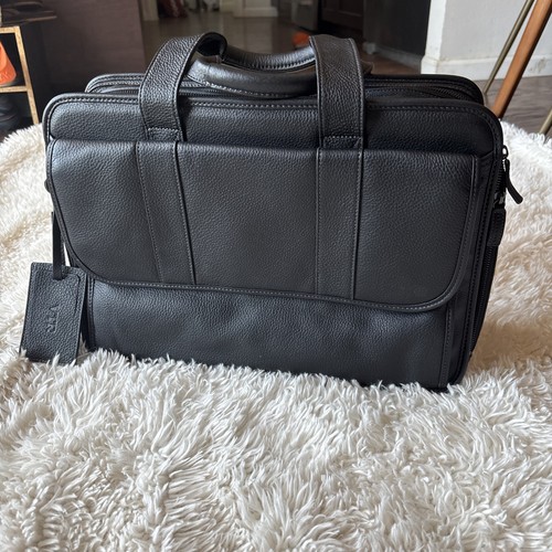 LEVENGER Leather Briefcase Travel Bag Black Expandable Brief Magnet ...