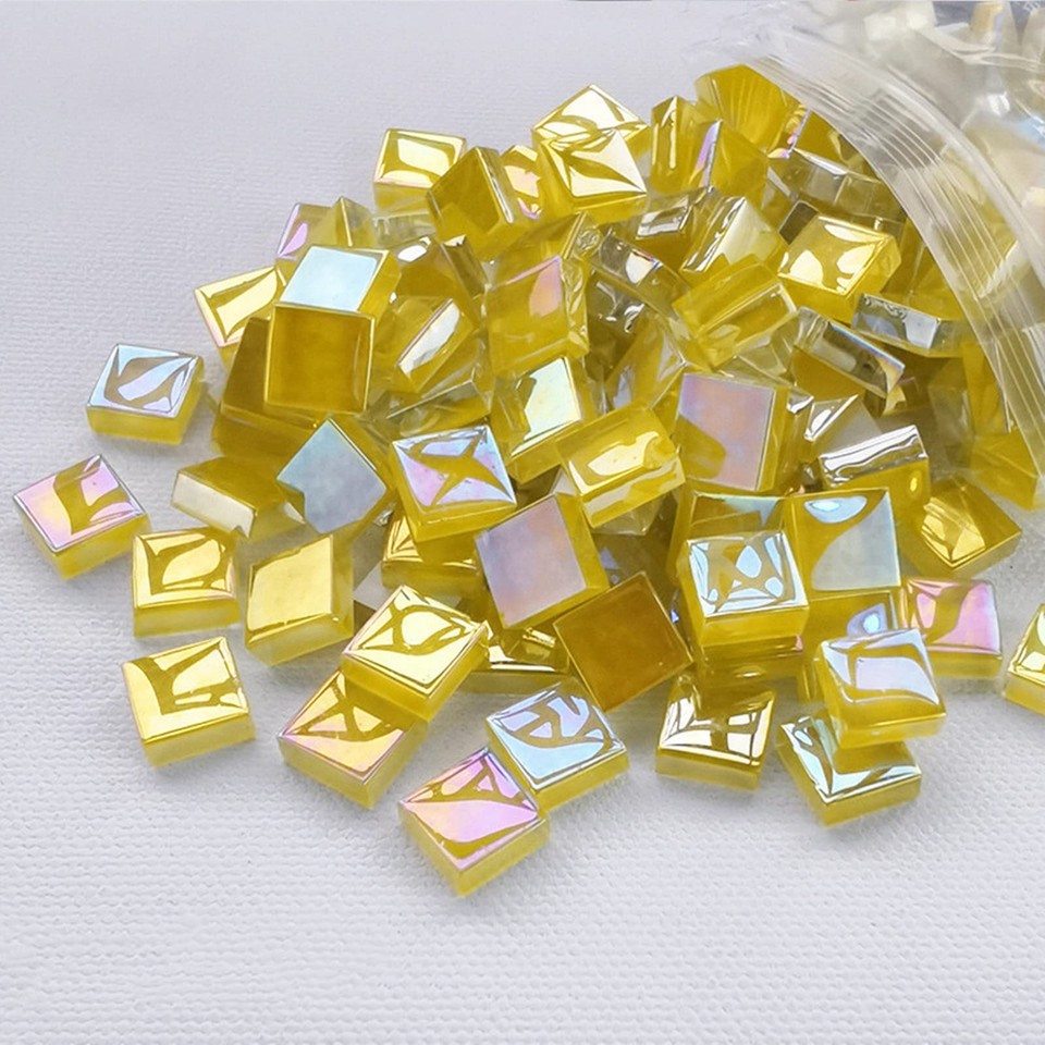 1.1lb Square Crystal Mosaic Tiles, Iridescent Mosaic Glass Tiles for ...
