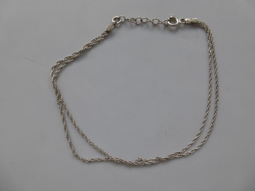 bracelet argent 925 poinçons double rang maille torsadée de 1mm 1,50gr ...