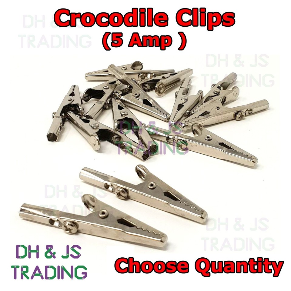 Heavy Duty Crocodile Clips - Small Large Battery Electric Test 5A 25A ...