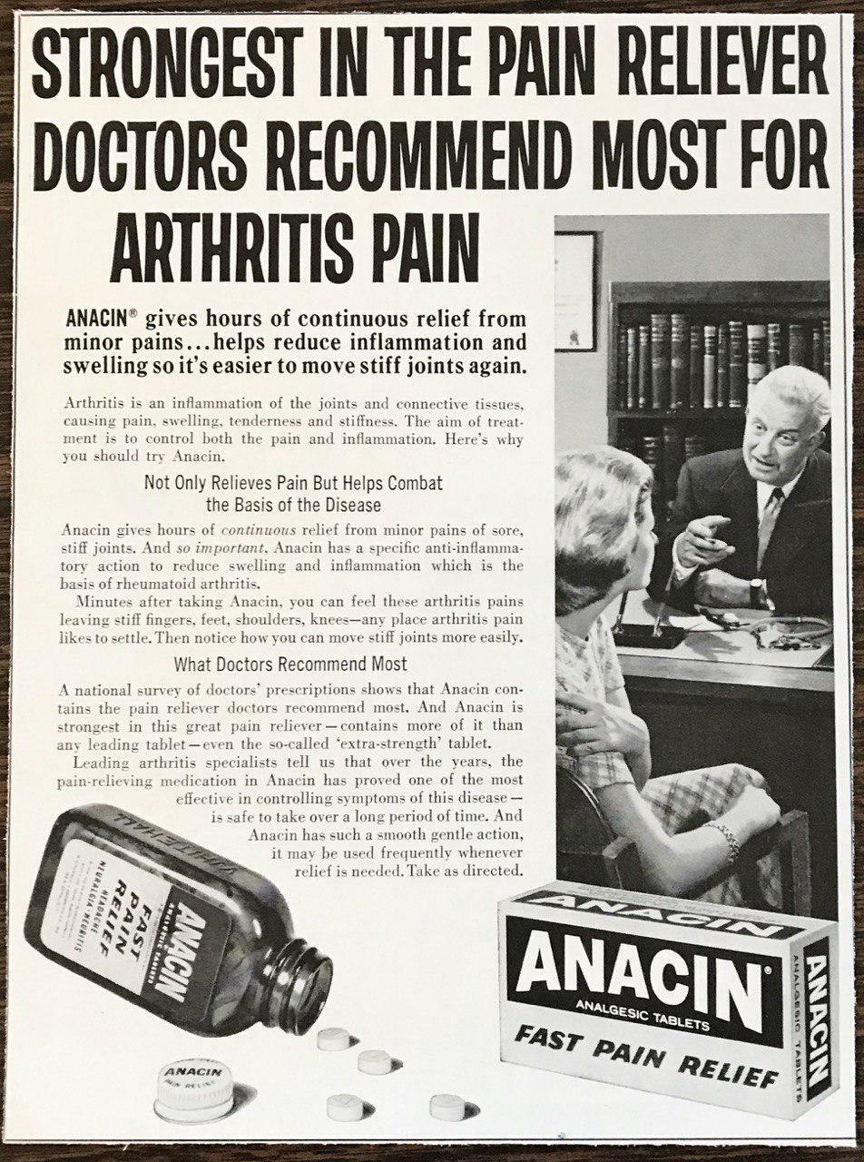 1964 Anacin Pain Relief Tablets Print Ad Doctors Recommend for ...