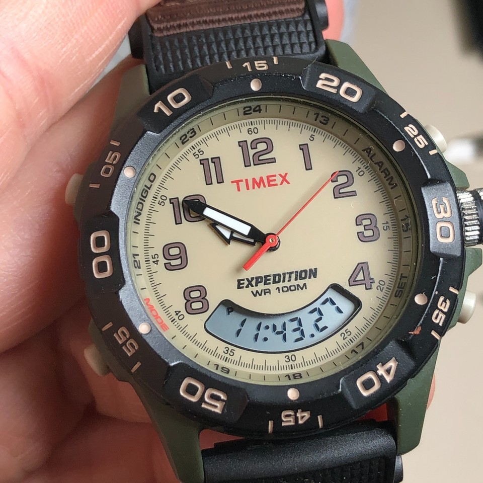 Vtg Timex Expedition Men T45181 Fabric Band Quartz Analog Digital 40mm ...