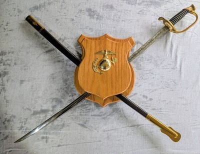 USMC NCO Ceremonial Dress Sword & Scabbard 32" With Wooden Display ...