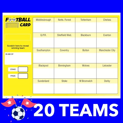 Football Cards Charity Fundraising Football Scratch Cards 20 Teams Bus ...
