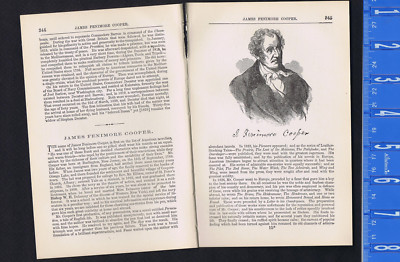 James Fenimore Cooper - American Author -1855 Page w/ Engraved Portrait ...