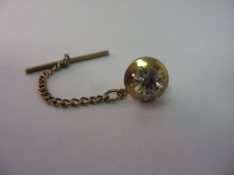 Nicely Faceted Clear Jewel Vintage Mens Tie Tack Lapel Pin Jewelry | eBay