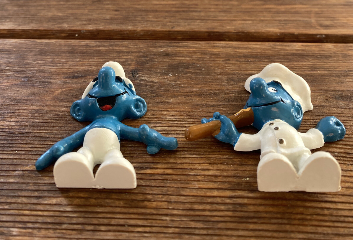 The Smurfs Vintage Chef & Pointing Smurf Magnet Figure Peyo Schleich ...