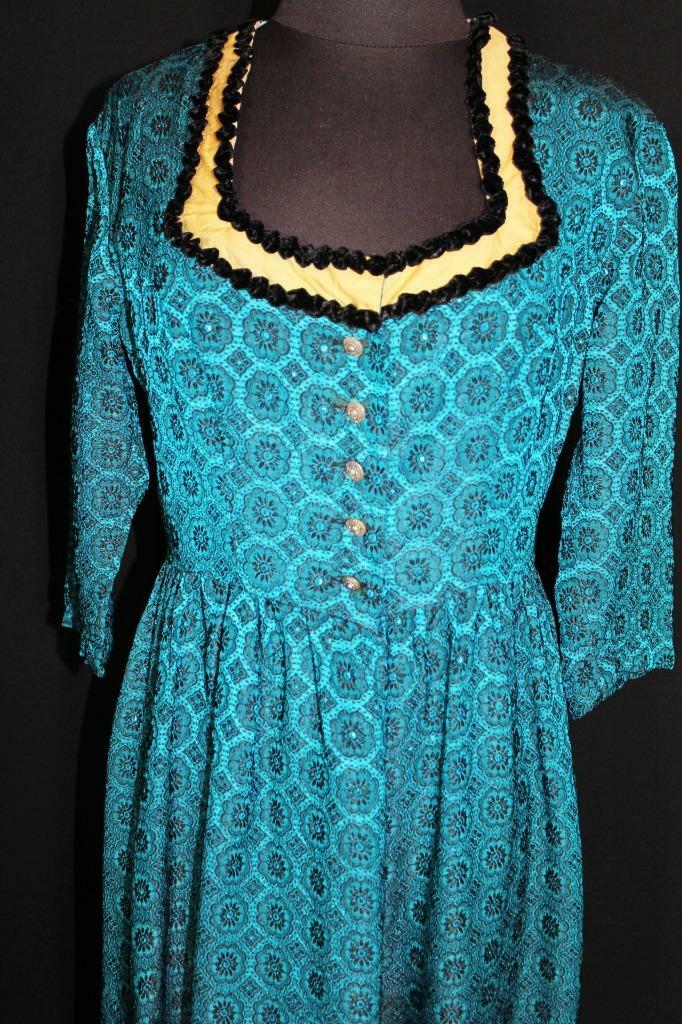 RARE FRENCH 1960 S 1970 S ETHNIC VINTAGE BLUE BROCADE Gem rare-french-1960-s-1970-s-ethnic-vintage-blue-brocade-gem