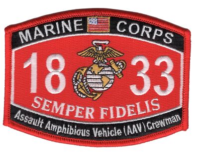 1833 Assault Amphibious Vehicle AAV Crewman MOS Patch | eBay