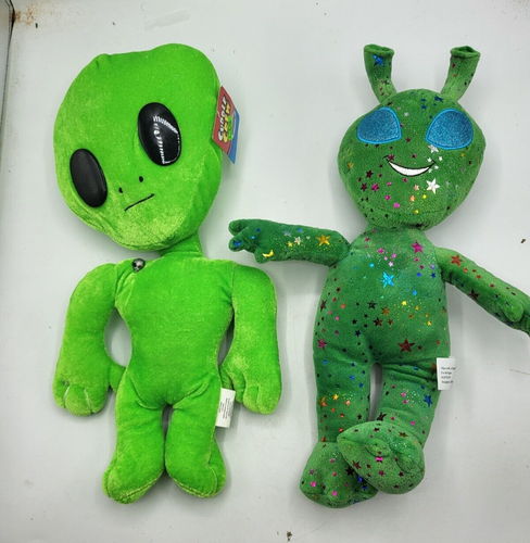 Lot of 2 Y2K Green Alien Plush Stuffed Toys Prize Carnival Vending ...