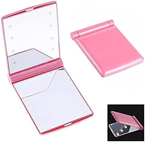 LED Compact Mirror for Women,Small Lighted 4"L x 3"W, Pink | eBay