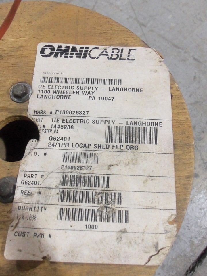 New Omni Cable G62401 24/1PR LOCAP SHLD FEP ORG 1000 Feet AK | eBay