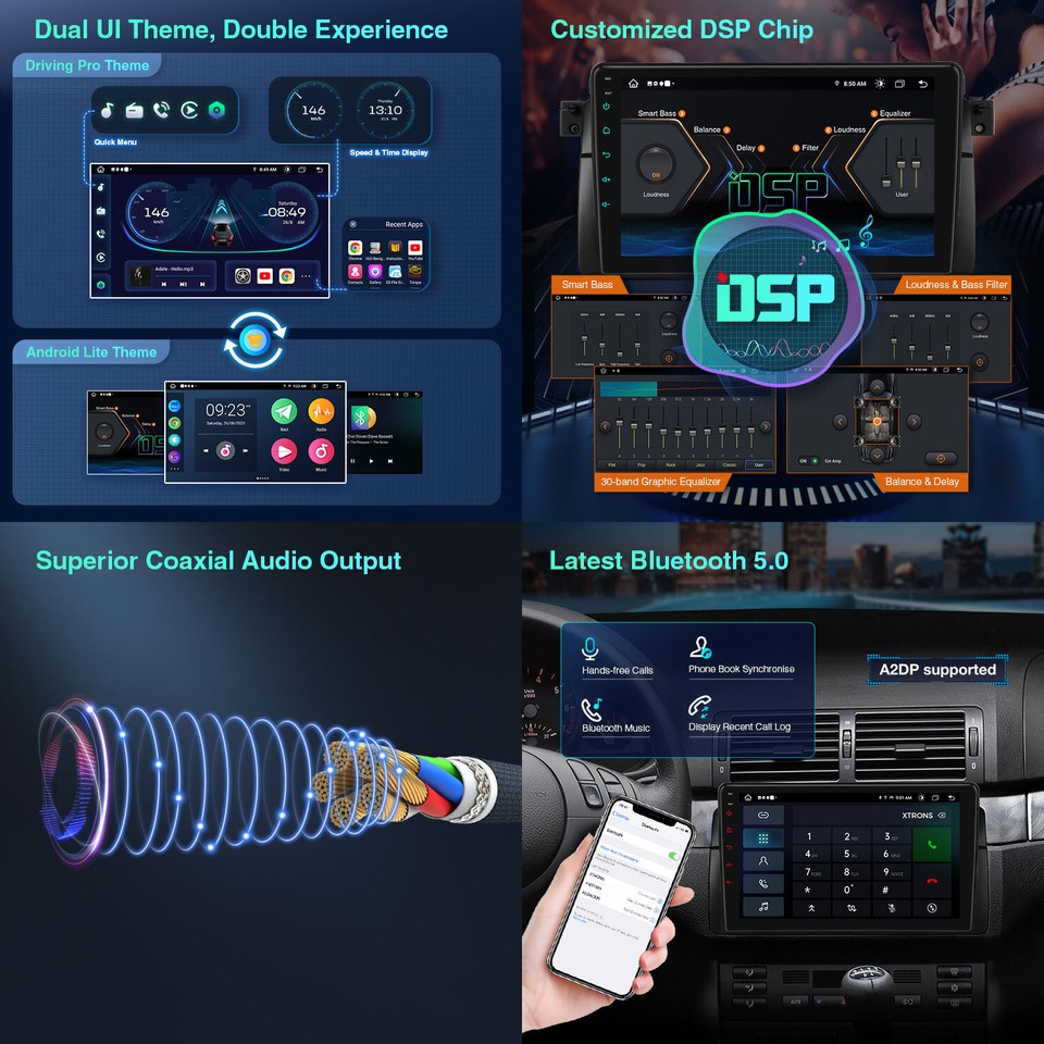 9" Android 14 2+32GB Car GPS Radio Stereo Octa Core WiFi For BMW E46 ...