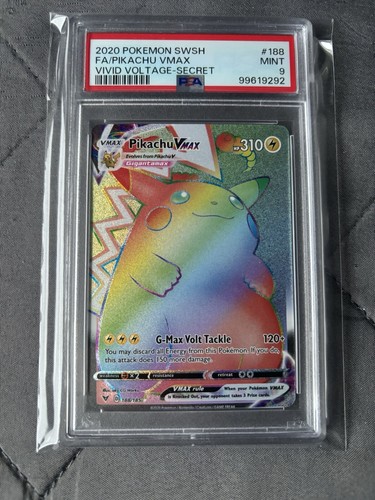 Pokemon PSA 9 MINT Pikachu VMAX 188/185 Secret Rainbow Rare Vivid ...