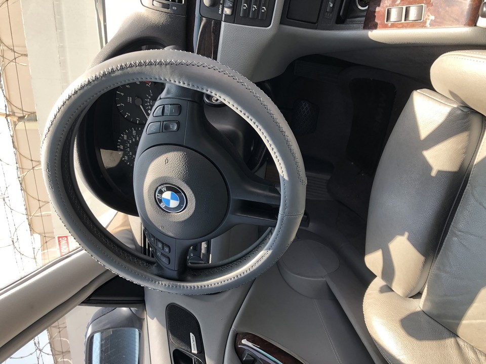 Grey PVC Leather Slip On Steering Wheel Cover Good Fit Best Grip Non ...