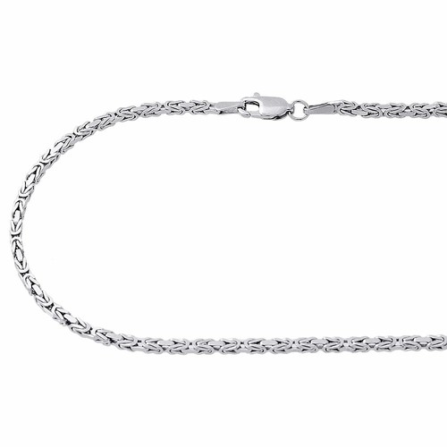 14K White Gold 2MM Solid Byzantine Italian Link Style Chain Necklace 16 ...