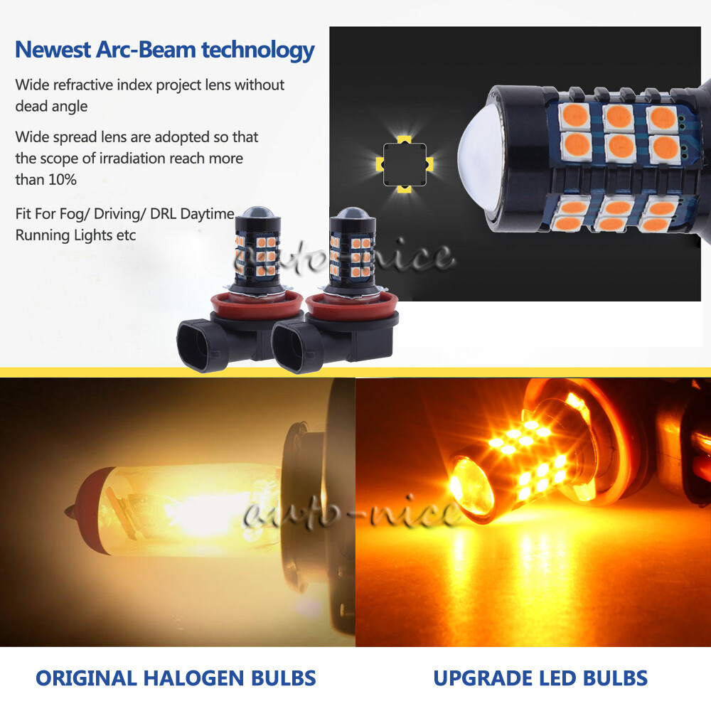 H11 H8 H9 H16 30SMD LED Fog Light Conversion Kit PLUG & PLAY 3000K ...