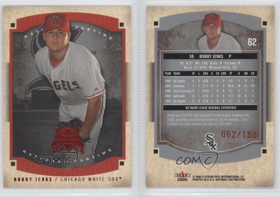 2005 Fleer National Pastime Red 62/150 Bobby Jenks #62 h3a | eBay