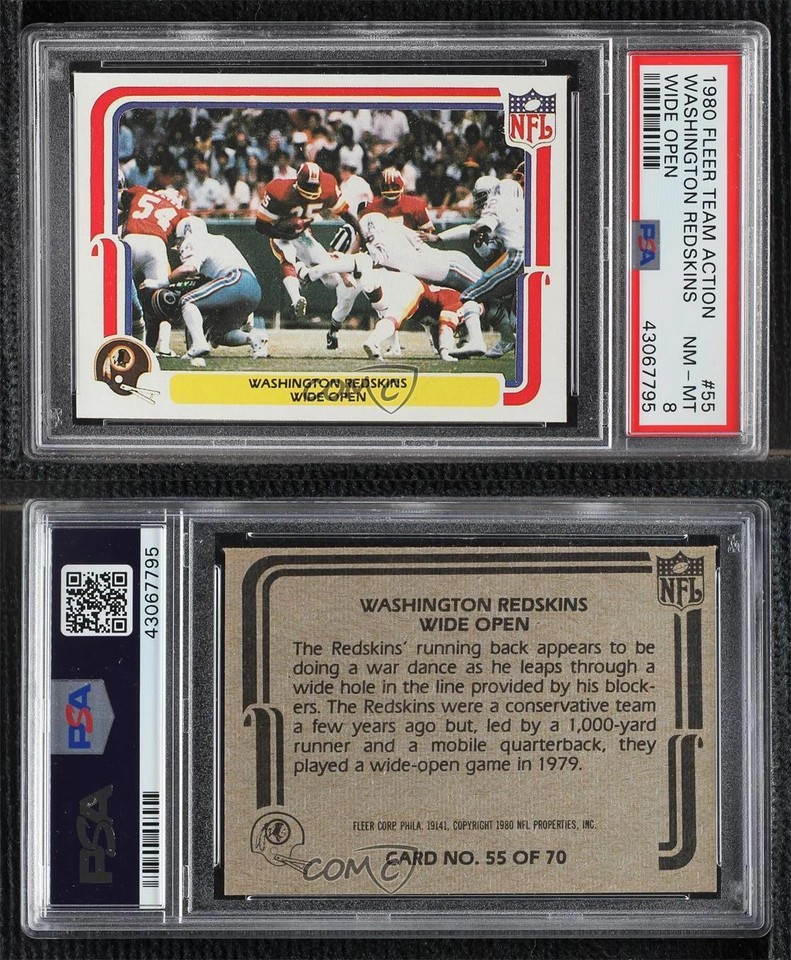 1980 Fleer Team Action Washington Redskins Wide Open #55 PSA 8 0nr3 | eBay